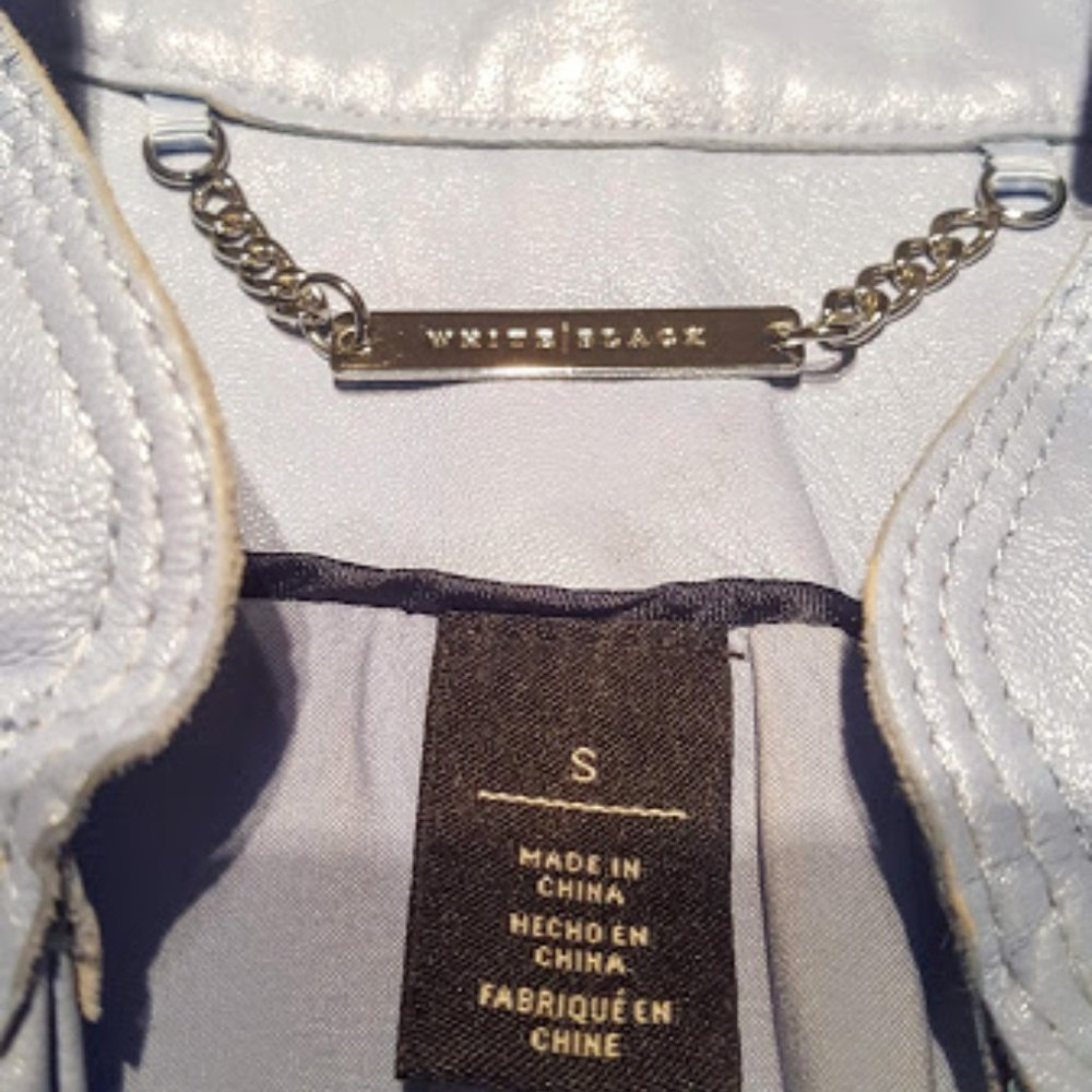 Periwinkle Twinkle Small Leather Moto-Jacket, White H… - Gem